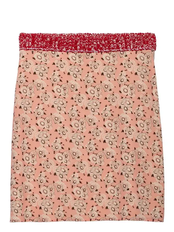 Prada Floral Print Georgette Pencil Skirt - Pink