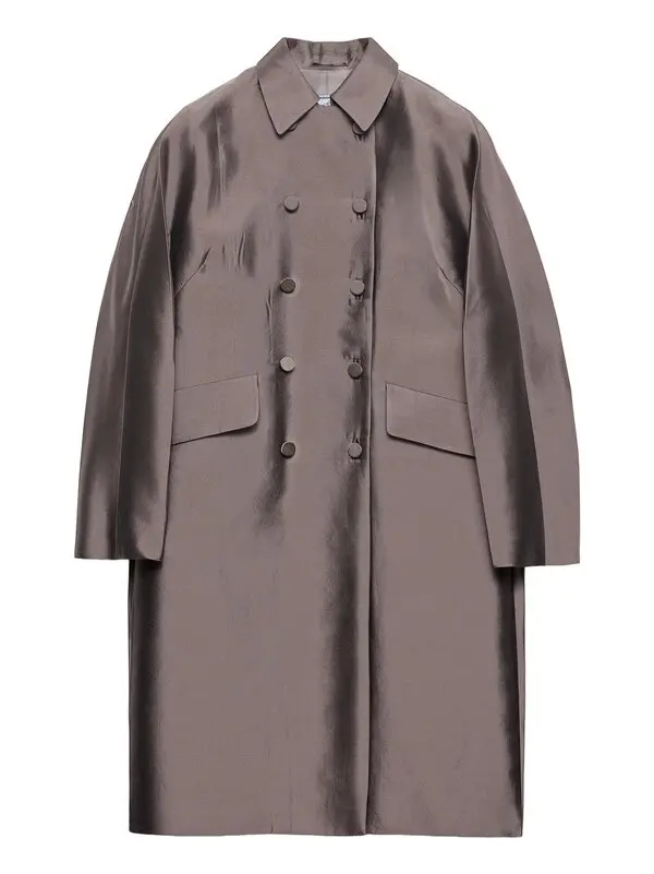 Prada Wool And Silk Double-breasted Coat - Grey