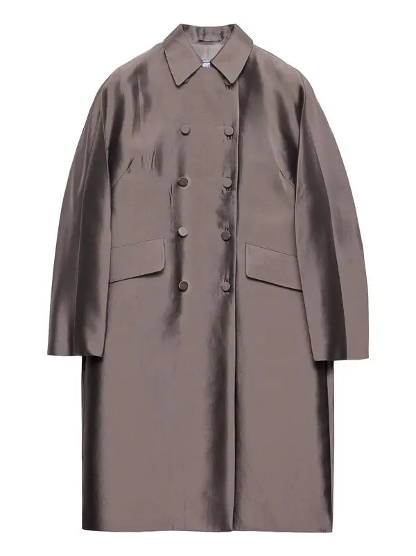 Prada Wool And Silk Double-breasted Coat - Grey