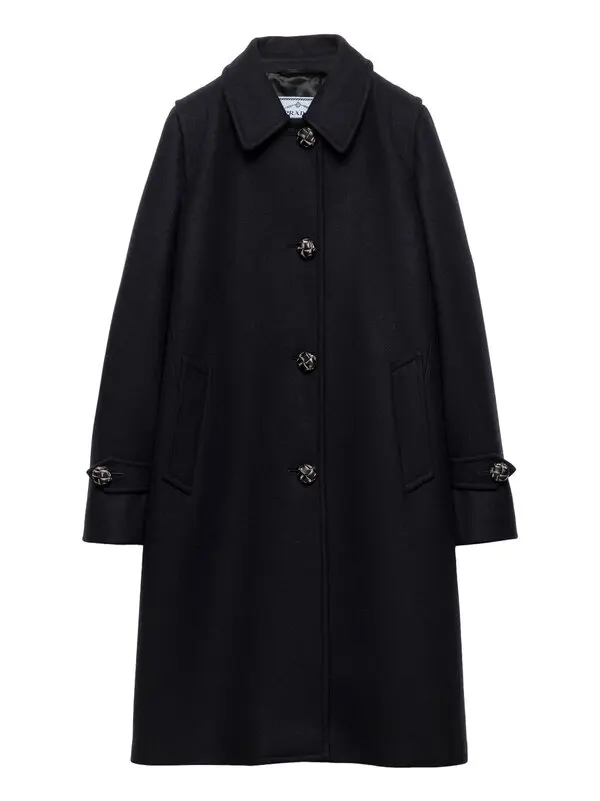 Prada Single-breasted Loden Coat - Blue