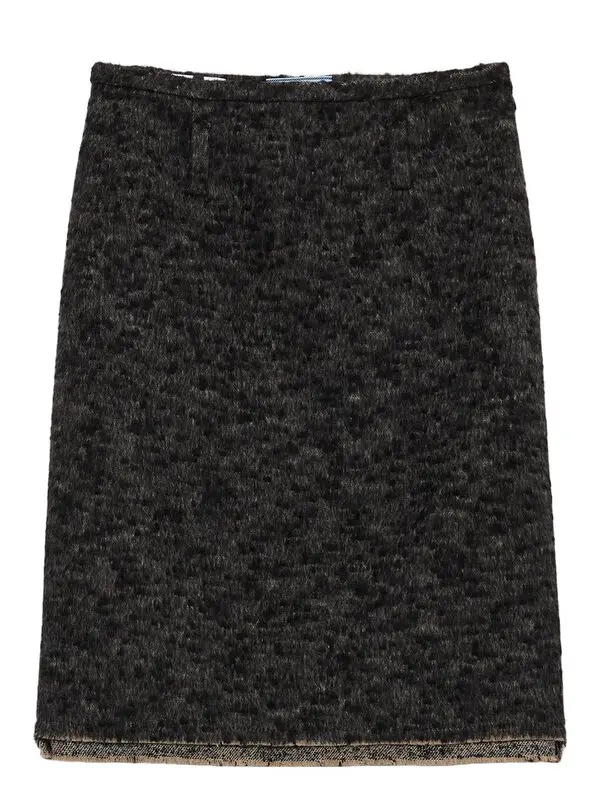 Prada Tweed Midi-skirt - Anthracite Gray