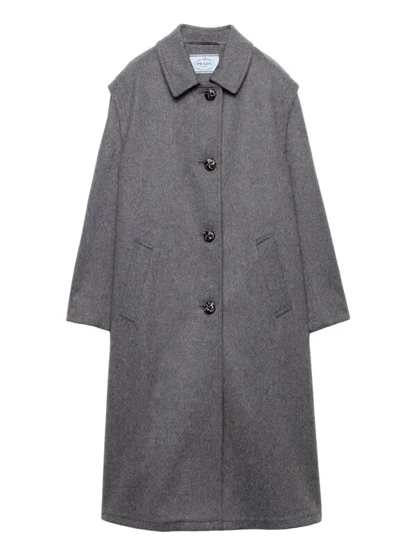 Prada Single-breasted Loden Cloth Coat - Grey