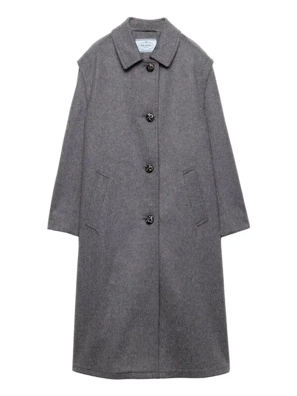 Prada Single-breasted Loden Cloth Coat - Slate Gray