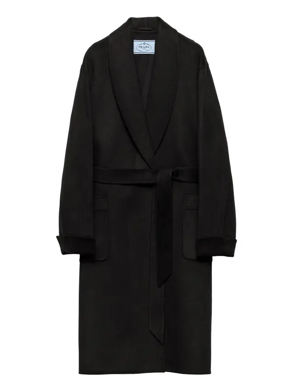 Prada Single-breasted Double Cashwool Coat - Black