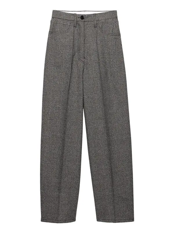 Prada Prince Of Wales Check Mouliné Wool Pants - Grey