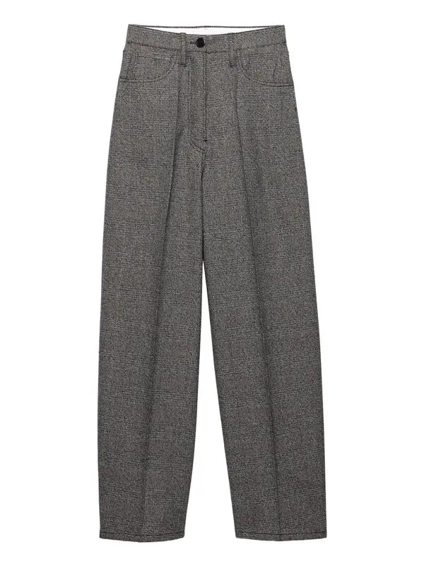 Prada Prince Of Wales Check Mouliné Wool Pants - Slate Gray
