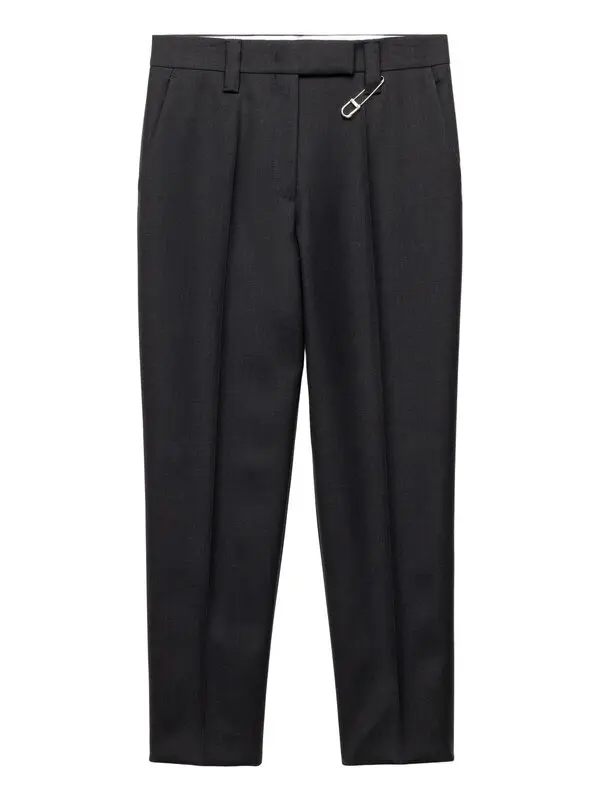 Prada Wool Gabardine Straight Leg Pants - Anthracite Gray