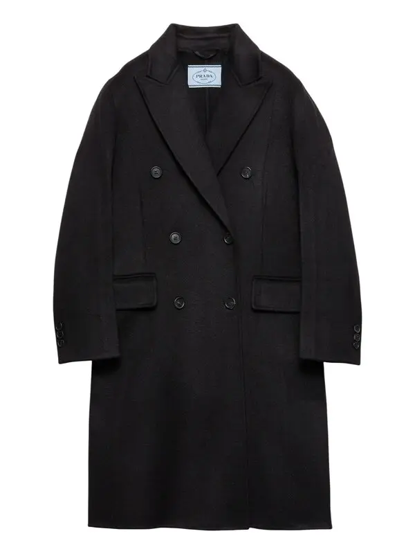 Prada Double Cashwool Double-breasted Coat - Black
