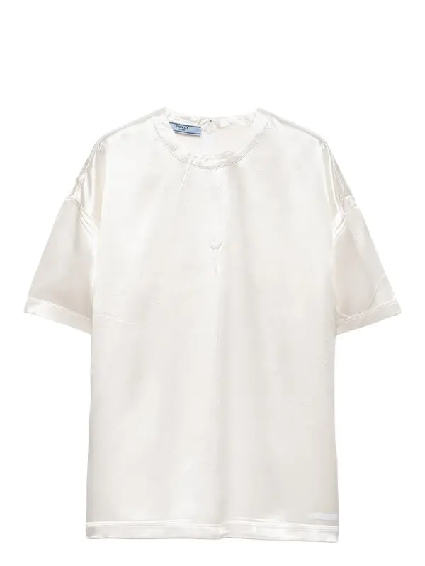 Prada Short-sleeved Satin Top - White