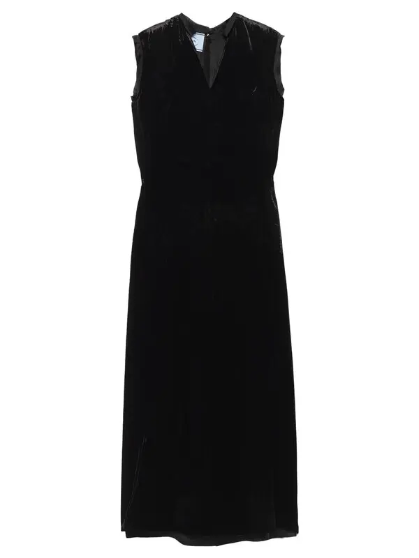Prada Crushed Velvet Flared Dress - Black