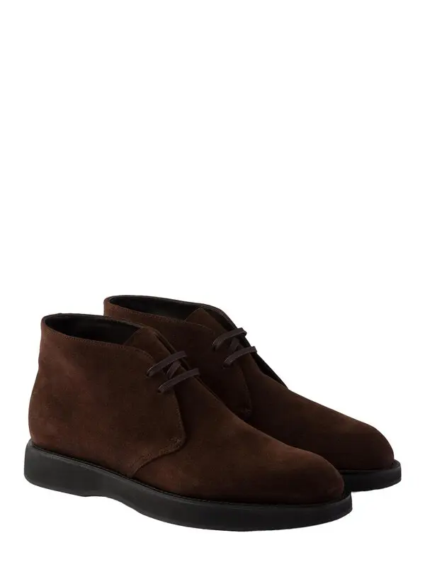 Prada Suede Chukka Boots - Brown