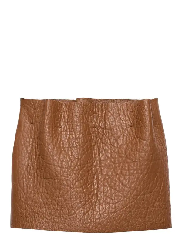 Prada Nappa Leather Mini Skirt - Cognac