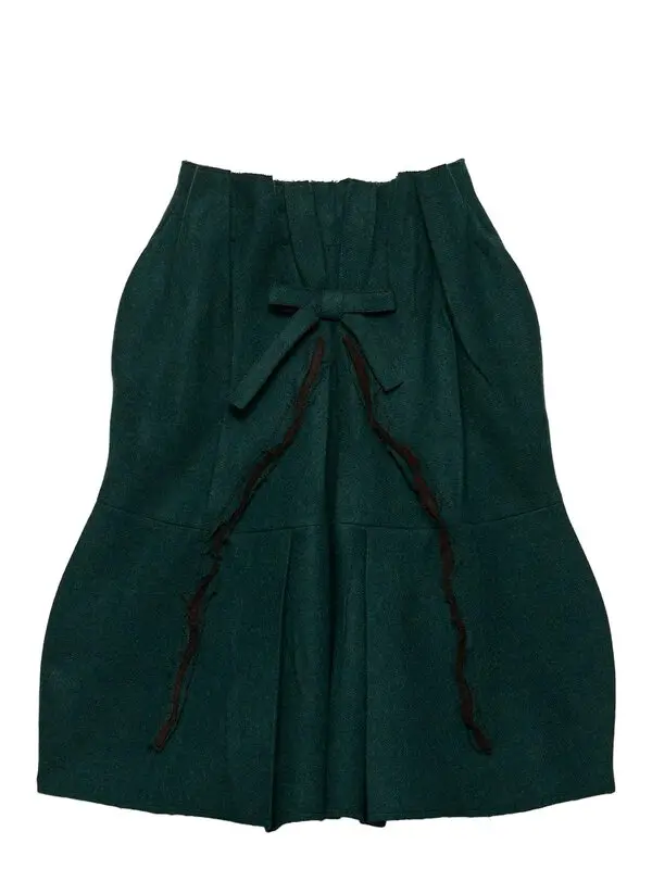 Prada Shetland Wool Midi Skirt - Bottle Green