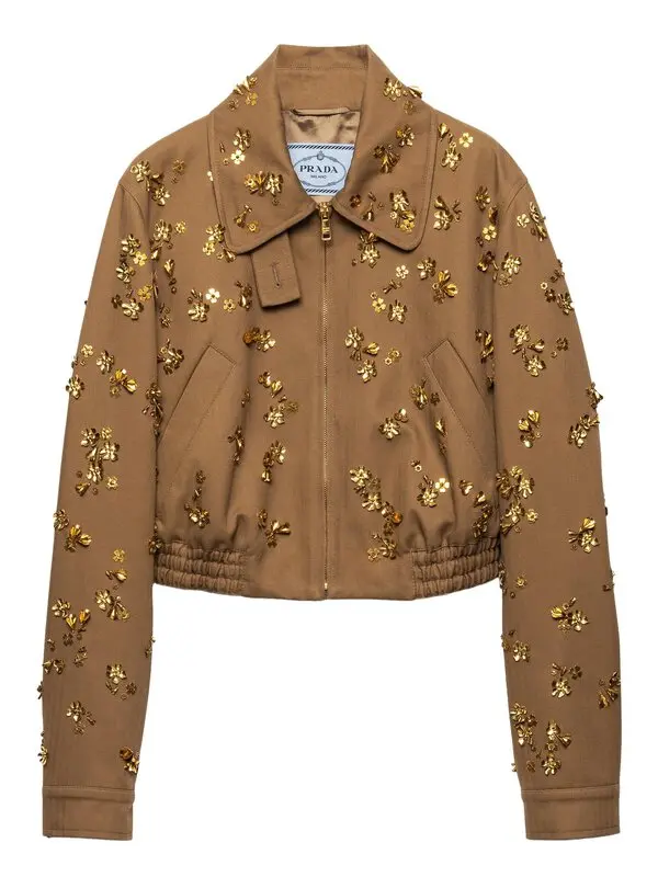 Prada Embroidered Chevron Blouson Jacket - Brown