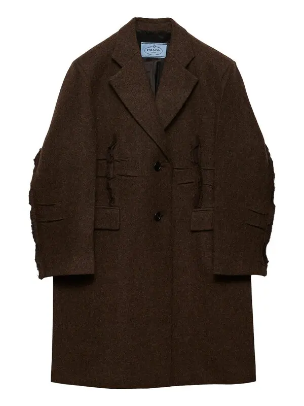 Prada Single-breasted Shetland Wool Coat - Brown