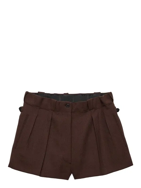 Prada Chevron Wool Shorts - Brown