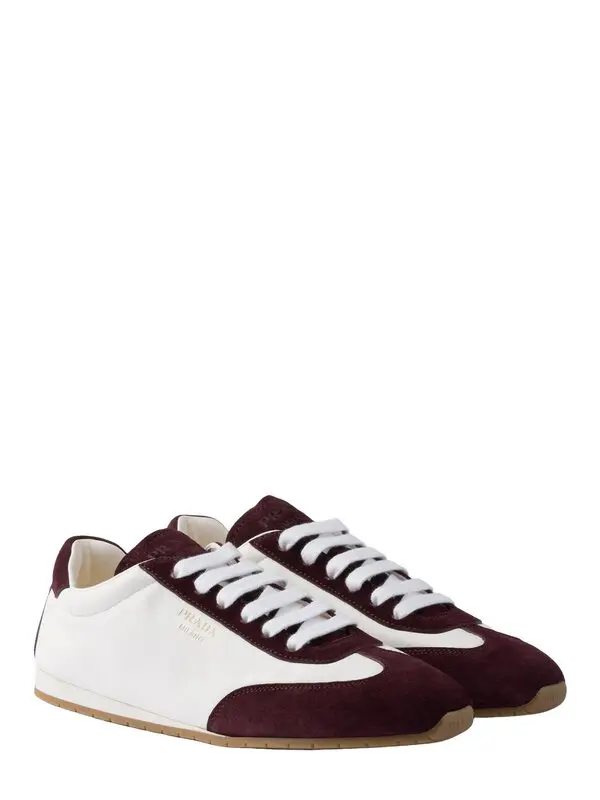 Prada Nappa Leather And Suede Sneakers - Neutral