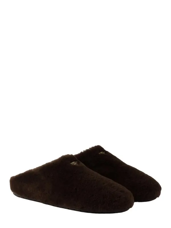 Prada Shearling Mules - Brown