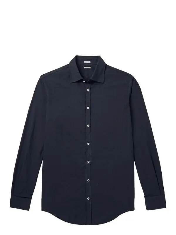Massimo Alba Genova Cutaway-collar Cotton-chambray Shirt - Black