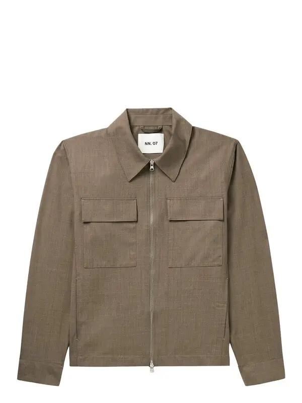 Nn07 Alban Recycled Grain De Poudre Overshirt - Neutrals