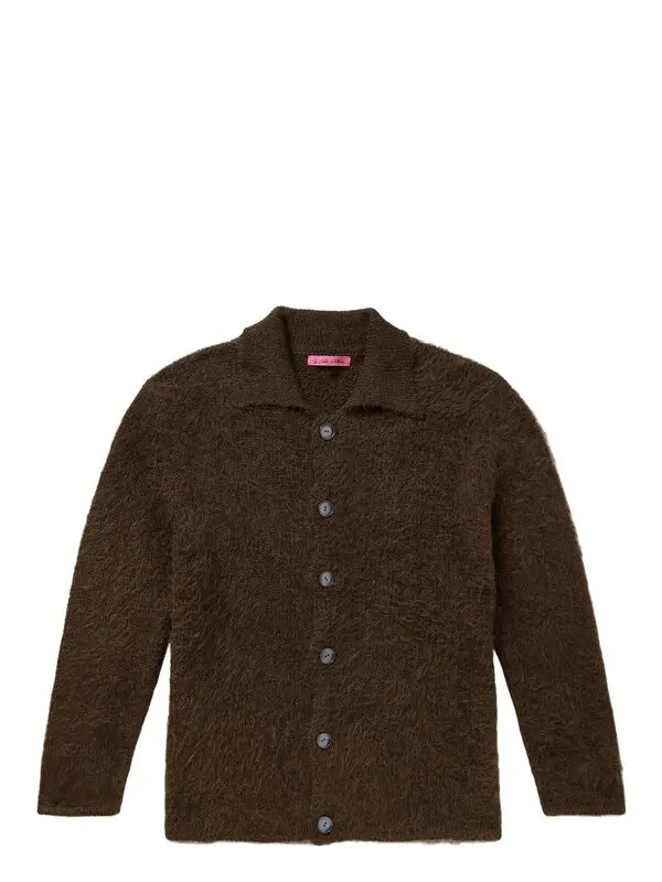 THE ELDER STATESMAN Thistle Brushed Alpaca-blend Cardigan - Brown