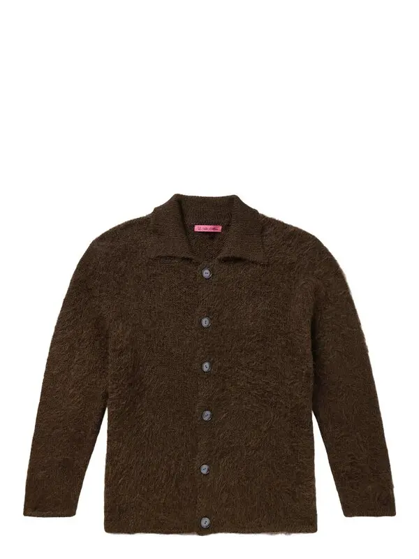 THE ELDER STATESMAN Thistle Brushed Alpaca-blend Cardigan - Brown