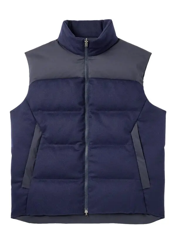 Sease Reversible Quilted Shell And Brushed Cashmere Gilet - Blue