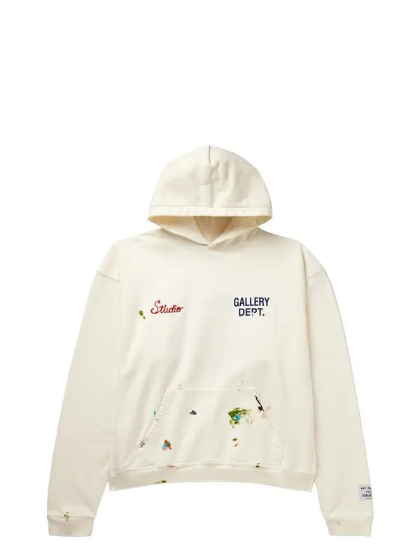 GALLERY DEPT. Oversized Logo-print Embroidered Cotton-jersey Hoodie - Neutrals
