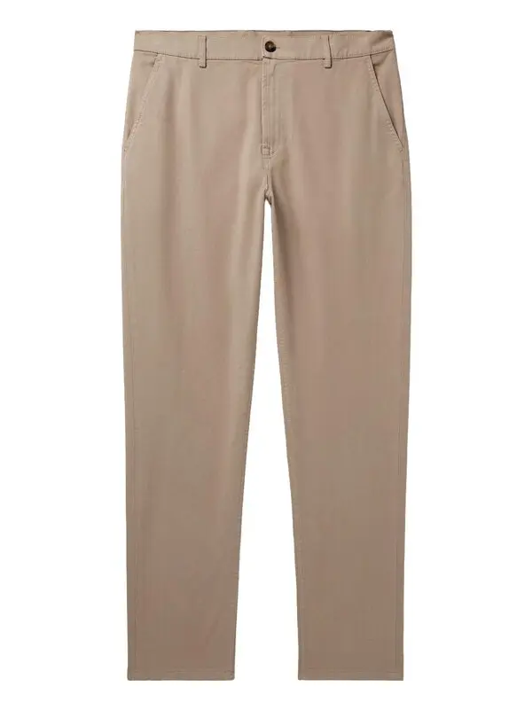 Canali Tapered Cotton-blend Twill Trousers - Neutrals