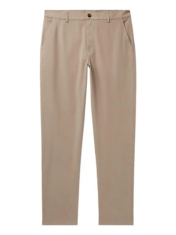 Canali Tapered Cotton-blend Twill Trousers - Neutrals
