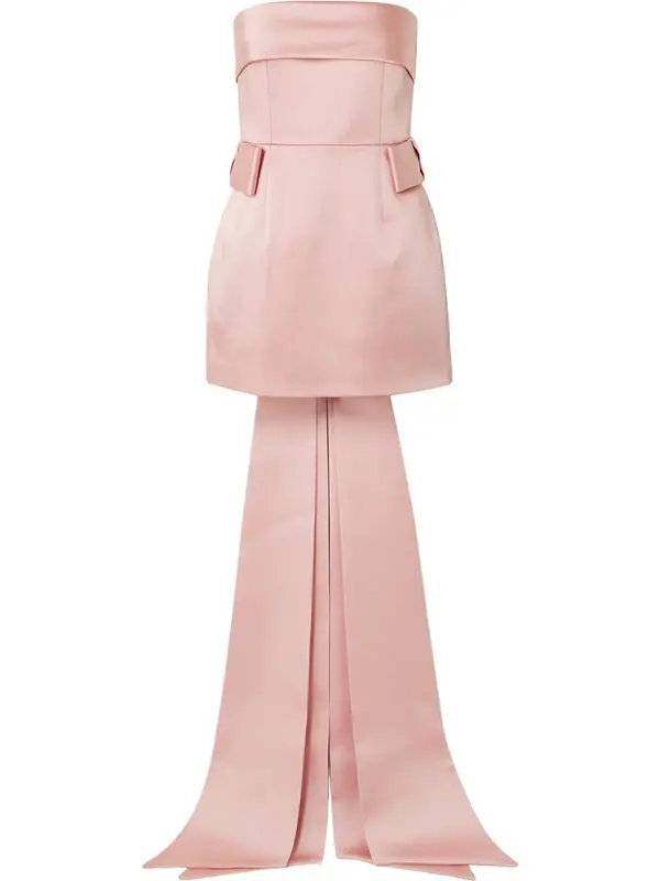 THE NEW ARRIVALS ILKYAZ OZEL Lalani Strapless Duchesse-satin Mini Dress With Bows - Pink