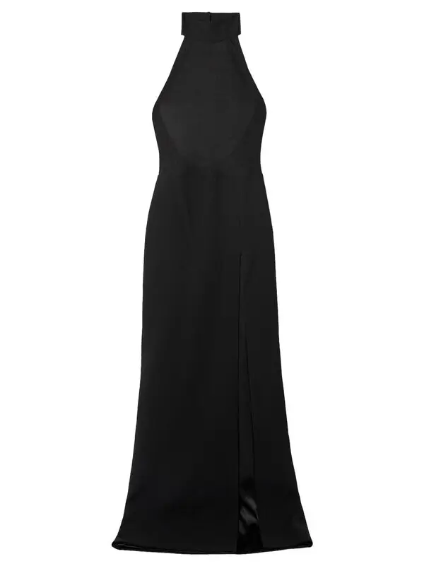 THE NEW ARRIVALS ILKYAZ OZEL Nina Jersey Halterneck Gown - Black