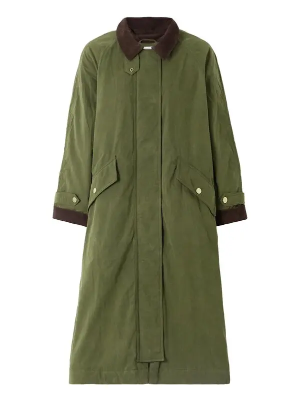 Veronica Beard Dietz Waxed Cotton-blend Coat - Green