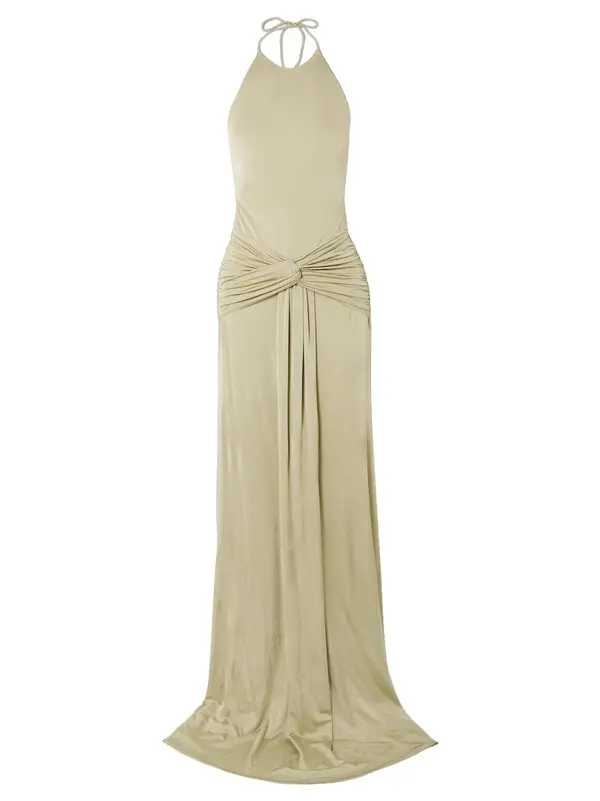 THE NEW ARRIVALS ILKYAZ OZEL Euphorie Open-back Gown - Green