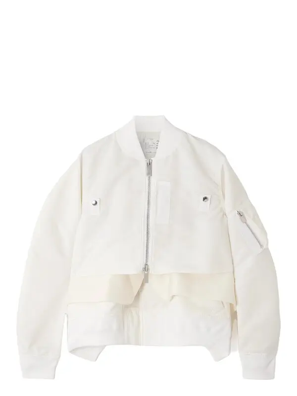 Sacai Wool And Shell-paneled Bomber Jacket - Off-white