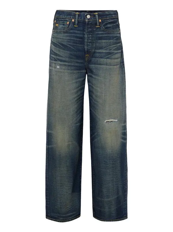 Ralph Lauren Distressed High-rise Wide-leg Jeans - Blue