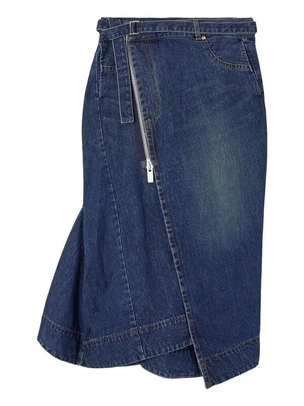 Sacai Denim Midi Skirt - Blue