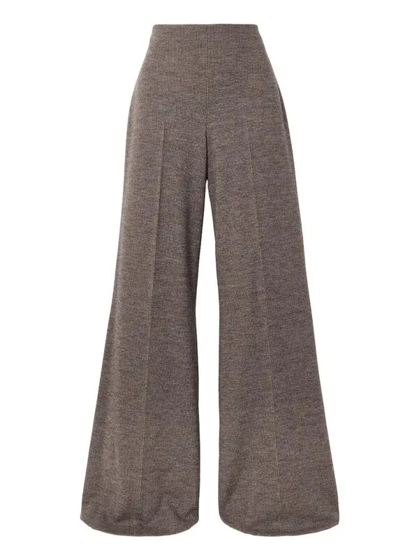 Ralph Lauren Isaiah Houndstooth Wool Wide-leg Pants - Brown