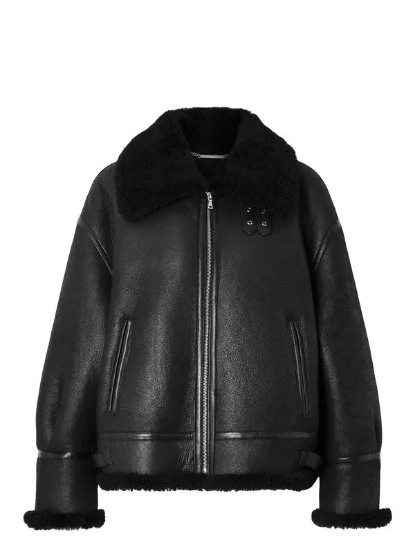 Nour Hammour Portia Shearling Jacket - Black
