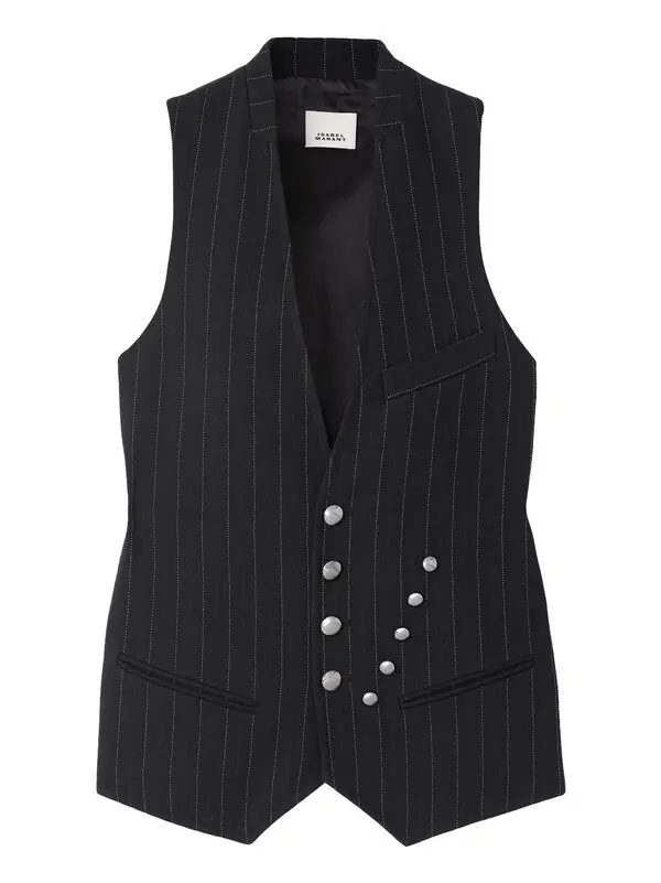 Isabel Marant Manon Pinstriped Vest - Black