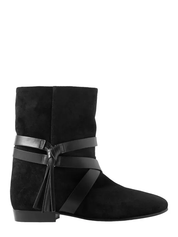 Isabel Marant Rejen Leather-trimmed Suede Ankle Boots - Black