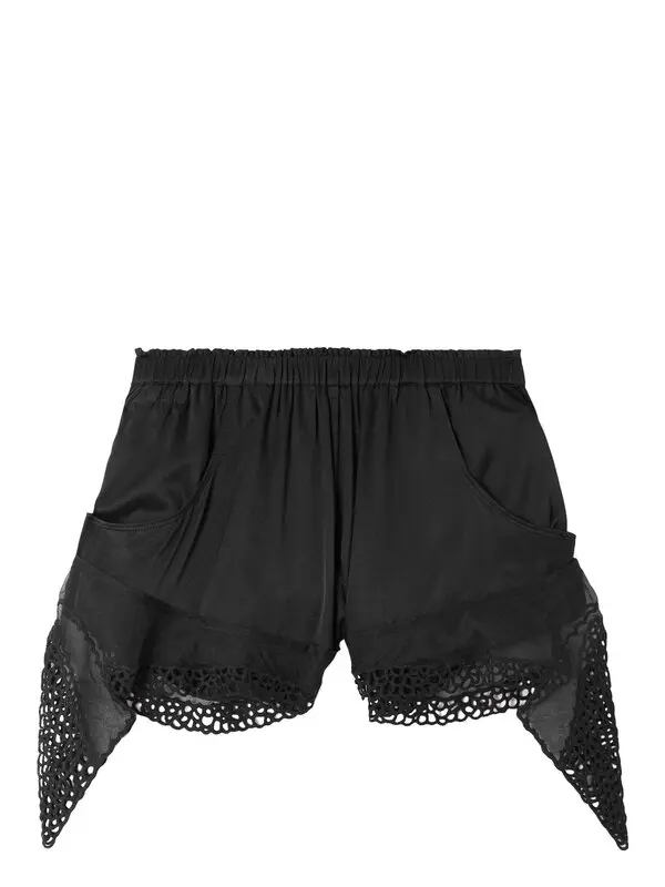 Isabel Marant Ildana Lace-trimmed Stretch Silk-blend Shorts - Black