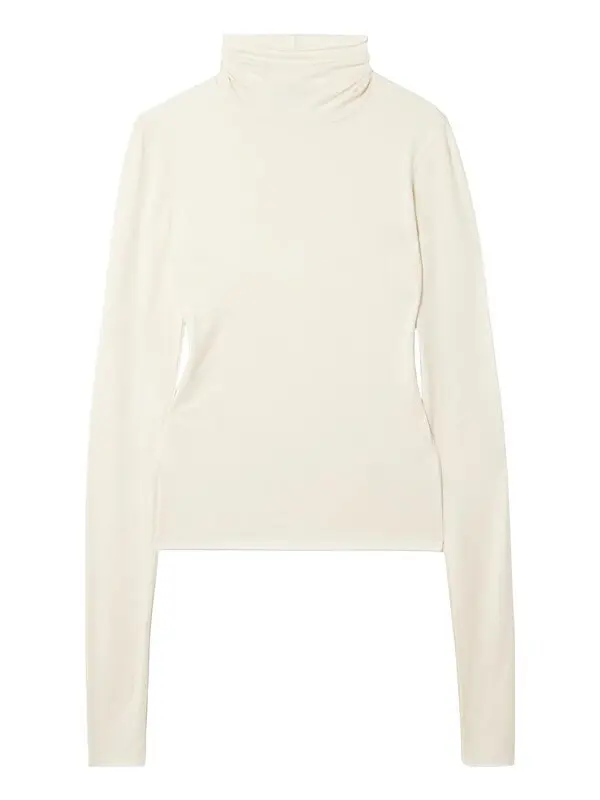 Eterne Stretch-modal Jersey Turtleneck Top - Ivory