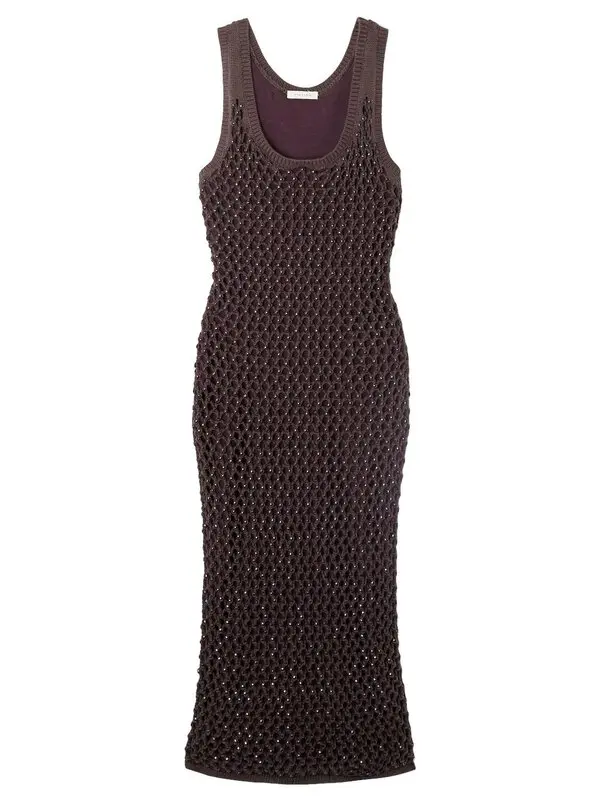 DIOTIMA Emin Crystal-embellished Crocheted Midi Dress - Brown