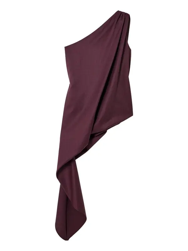 ABADIA Ayla One-shoulder Wool-blend Top - Burgundy