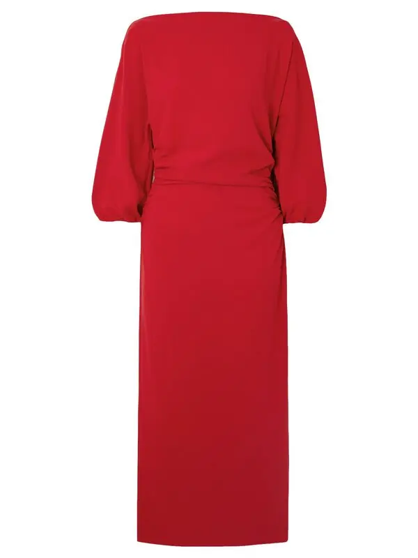 Bernadette Ezra Ruched Crepe Midi Dress - Red