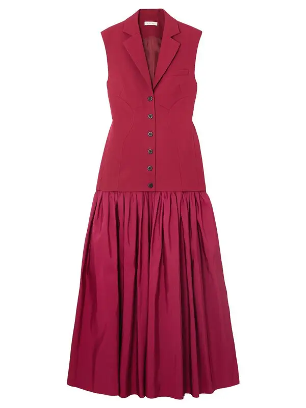 DIOTIMA Convertible Wool-twill And Silk-faille Maxi Dress - Red