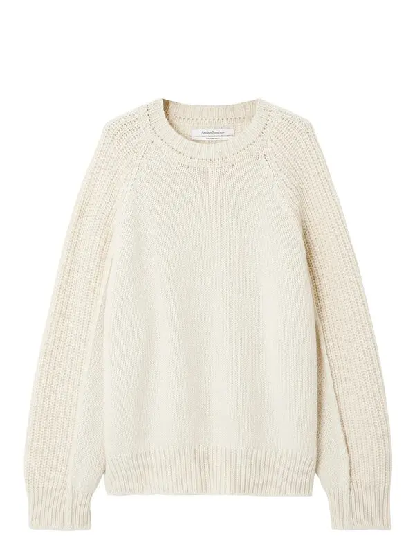 Another Tomorrow Oversized Ribbed Cashmere And Wool-blend Sweater - Neutrals
