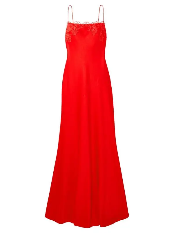 Alex Perry Lace-trimmed Satin-crepe Gown - Red