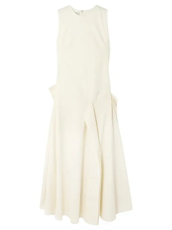 ABADIA Yara Layered Grain De Poudre Wool-blend Midi Dress - Cream